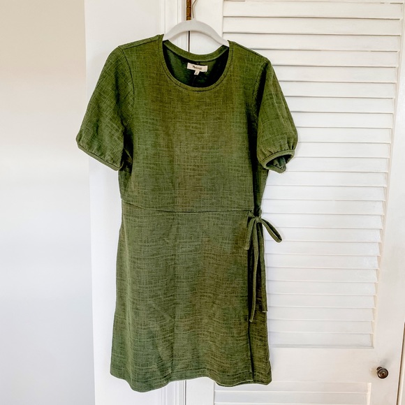 Madewell | Dresses | Madewell Crosshatch Puff Sleeve Faux Wrap Mini ...